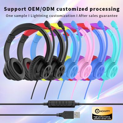 China JTY-1036 Wired Call Center Headset with Adjustable Microphone, USB Type‑C 3.5mm Multi‑Interface Over‑Ear Headphone, Volume & Mute Control for Office Customer Service Online Class for sale