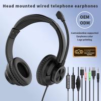 China JTY-1036 Wired Call Center Headset with Adjustable Microphone, USB Type‑C 3.5mm Multi‑Interface Over‑Ear Headphone, Volume & Mute Control for Office Customer Service Online Class for sale