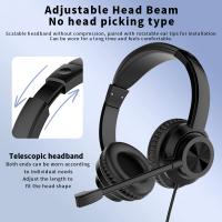 China JTY-1036 Wired Call Center Headset with Adjustable Microphone, USB Type‑C 3.5mm Multi‑Interface Over‑Ear Headphone, Volume & Mute Control for Office Customer Service Online Class for sale