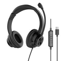 China JTY-1036 Wired Call Center Headset with Adjustable Microphone, USB Type‑C 3.5mm Multi‑Interface Over‑Ear Headphone, Volume & Mute Control for Office Customer Service Online Class for sale
