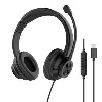 China JTY-1036 Wired Call Center Headset with Adjustable Microphone, USB Type‑C 3.5mm Multi‑Interface Over‑Ear Headphone, Volume & Mute Control for Office Customer Service Online Class for sale
