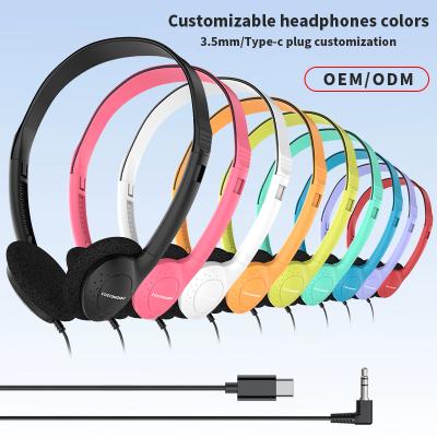 China 857 Lightweight wired in headphones, 3.5mm jack/C-type plug can be customized for stereo headphones, OEM/ODM customized multi-color headphones, suitable for laptops in aviation museums, school offices for sale