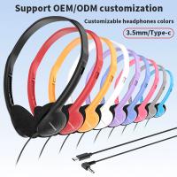 China 857 Lightweight wired in headphones, 3.5mm jack/C-type plug can be customized for stereo headphones, OEM/ODM customized multi-color headphones, suitable for laptops in aviation museums, school offices for sale