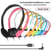 China 857 Lightweight wired in headphones, 3.5mm jack/C-type plug can be customized for stereo headphones, OEM/ODM customized multi-color headphones, suitable for laptops in aviation museums, school offices for sale