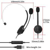 China USB head mounted wired single ear headphones with high-definition call microphone, online control of mute volume, used for PC laptops, office customer service in the call center, supporting OEM/ODM for sale
