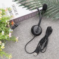 China USB head mounted wired single ear headphones with high-definition call microphone, online control of mute volume, used for PC laptops, office customer service in the call center, supporting OEM/ODM for sale