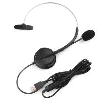 China USB head mounted wired single ear headphones with high-definition call microphone, online control of mute volume, used for PC laptops, office customer service in the call center, supporting OEM/ODM for sale