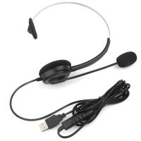 China USB head mounted wired single ear headphones with high-definition call microphone, online control of mute volume, used for PC laptops, office customer service in the call center, supporting OEM/ODM for sale