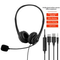 China JTY-430 professional call center earphones with microphone, multiple plugs USB/Type-C/3.5mm wired earphones, comfortable to wear earphones, suitable for online learning and business conference calls for sale