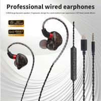 China Professional Wired In-Ear Monitor Earphones, 10mm Dynamic Driver HiFi Stereo Earbuds, Over-Ear Hook Design with Inline Control Mic, Dual Type-C & 3.5mm Plug, 360° Surround Sound for Musicians, Gaming, for sale