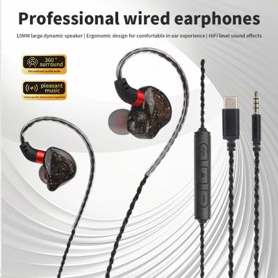 China Professional Wired In-Ear Monitor Earphones, 10mm Dynamic Driver HiFi Stereo Earbuds, Over-Ear Hook Design with Inline Control Mic, Dual Type-C & 3.5mm Plug, 360° Surround Sound for Musicians, Gaming, for sale