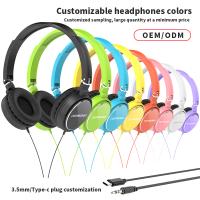 China JTY-71 Foldable wired in ear headphones with soft PU ear pads, suitable for 3.5mm stereo head mounted wired headphones on PCs, laptops, music, and online classrooms for sale