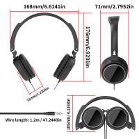 China JTY-71 Foldable wired in ear headphones with soft PU ear pads, suitable for 3.5mm stereo head mounted wired headphones on PCs, laptops, music, and online classrooms for sale