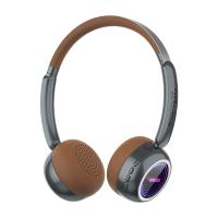 China WBK943 Retro Wireless Bluetooth 5.3 Headphones, RGB Gradient Light Over Ear Headset, 40mm Driver Foldable Lightweight Headphones with Mic for Music Gaming Travel for sale