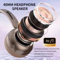China WBK943 Retro Wireless Bluetooth 5.3 Headphones, RGB Gradient Light Over Ear Headset, 40mm Driver Foldable Lightweight Headphones with Mic for Music Gaming Travel for sale