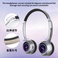China WBK943 Retro Wireless Bluetooth 5.3 Headphones, RGB Gradient Light Over Ear Headset, 40mm Driver Foldable Lightweight Headphones with Mic for Music Gaming Travel for sale
