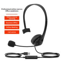 China JTY-430 USB Wired Headset with Microphone, Noise Cancelling Single Ear Headphone, 330° Rotatable Mic, Comfortable Over Ear Headset for Call Center, Online Meeting, Online Class for sale