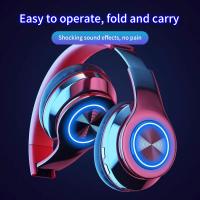 China B39 RGB Light Over-Ear Bluetooth Headphones, 3 Modes Wireless/TF Card/Wired Stereo Gaming Headset with Built-in Mic for PC Phone for sale