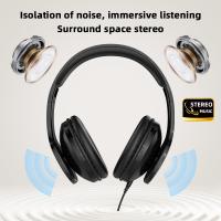 China S7 3.5mm Wired Over-Ear Headset with Inline Microphone, Stereo Wired Headphones for PC Laptop Online Class Gaming Video Call for sale