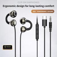 China Ear clip 01 Open Ear Wired Earbuds 3.5mm Jack, Over Ear Hook Headphones with Inline Mic & Volume Control, Non-in-ear Comfort Earphones for Phone Laptop, Support OEM ODM Customization for sale
