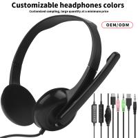 China JTY-469 Wired Stereo Headset with Noise Cancelling Microphone, Over Ear PC Headphone with Inline Control, Multiple Connectors Optional, Support OEM ODM Customization for Office & Online Class for sale