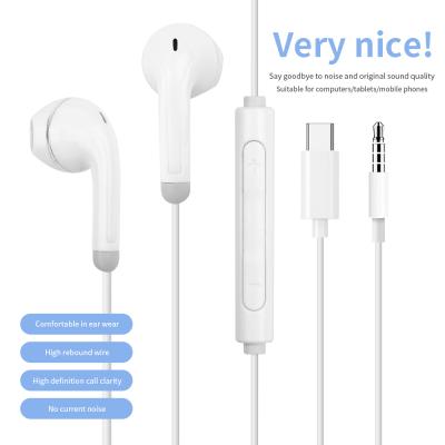 China JTY-PG02 Wired Earbuds with Microphone, In-ear Stereo Earphones, Type-C & 3.5mm Audio Plug Available, Corded Headset with Remote Control for Smartphones Tablets PC Video Calls for sale