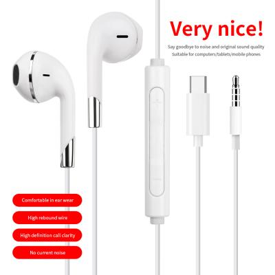 China JTY-03 Metallic Accent Wired Earphones, Semi In-ear Stereo Earbuds with Inline Mic, 3.5mm Jack & Type-C Plug Options, Corded Headset with Volume Control for Mobile & Laptop for sale