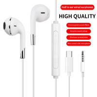 China JTY-03 Metallic Accent Wired Earphones, Semi In-ear Stereo Earbuds with Inline Mic, 3.5mm Jack & Type-C Plug Options, Corded Headset with Volume Control for Mobile & Laptop for sale
