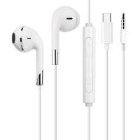 China JTY-03 Metallic Accent Wired Earphones, Semi In-ear Stereo Earbuds with Inline Mic, 3.5mm Jack & Type-C Plug Options, Corded Headset with Volume Control for Mobile & Laptop for sale