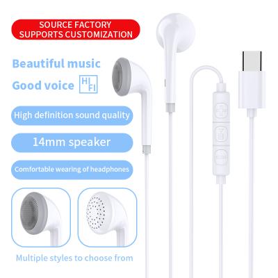 China H123 14mm Driver HI-FI Wired Earbuds, Semi In-ear Earphones with Multi-button Inline Control, Type-C Plug, Factory OEM Customizable for Music & Voice Calls for sale