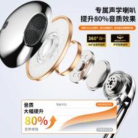 China Silvery Plated Wired Semi Earbuds, Stereo In-line Mic Earphones, 3.5mm / Lightning / Type-C 3 Connectors Optional, Corded Headset with Volume Control for Phones for sale