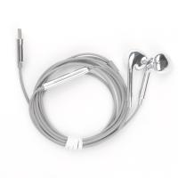 China Silvery Plated Wired Semi Earbuds, Stereo In-line Mic Earphones, 3.5mm / Lightning / Type-C 3 Connectors Optional, Corded Headset with Volume Control for Phones for sale