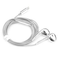 China Silvery Plated Wired Semi Earbuds, Stereo In-line Mic Earphones, 3.5mm / Lightning / Type-C 3 Connectors Optional, Corded Headset with Volume Control for Phones for sale