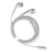 China Silvery Plated Wired Semi Earbuds, Stereo In-line Mic Earphones, 3.5mm / Lightning / Type-C 3 Connectors Optional, Corded Headset with Volume Control for Phones for sale