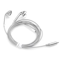 China Silvery Plated Wired Semi Earbuds, Stereo In-line Mic Earphones, 3.5mm / Lightning / Type-C 3 Connectors Optional, Corded Headset with Volume Control for Phones for sale