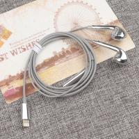 China Silvery Plated Wired Semi Earbuds, Stereo In-line Mic Earphones, 3.5mm / Lightning / Type-C 3 Connectors Optional, Corded Headset with Volume Control for Phones for sale