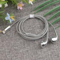 China Silvery Plated Wired Semi Earbuds, Stereo In-line Mic Earphones, 3.5mm / Lightning / Type-C 3 Connectors Optional, Corded Headset with Volume Control for Phones for sale