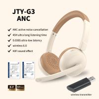 China JTY-G3 ANC Wireless Over Ear Headset with Detachable Mic, 0.038s Ultra Low Latency Bluetooth Headphones, 45H Playtime & USB Transmitter for Gaming & Office Calls for sale