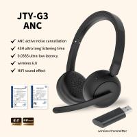 China JTY-G3 ANC Wireless Over Ear Headset with Detachable Mic, 0.038s Ultra Low Latency Bluetooth Headphones, 45H Playtime & USB Transmitter for Gaming & Office Calls for sale