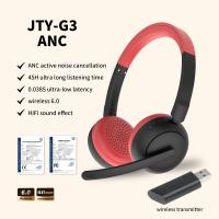 China JTY-G3 ANC Wireless Over Ear Headset with Detachable Mic, 0.038s Ultra Low Latency Bluetooth Headphones, 45H Playtime & USB Transmitter for Gaming & Office Calls for sale
