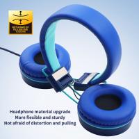 China JTY-G2 Foldable Wired Over Ear Headphones with Inline Mic, Adjustable Lightweight Corded Headset, 3.5mm / Type-C Plug Optional, Soft Cushion Headphones for Music, Study & Video Calls for sale