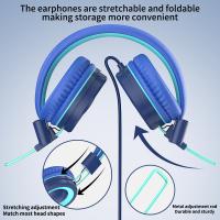 China JTY-G2 Foldable Wired Over Ear Headphones with Inline Mic, Adjustable Lightweight Corded Headset, 3.5mm / Type-C Plug Optional, Soft Cushion Headphones for Music, Study & Video Calls for sale
