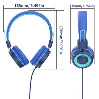 China JTY-G2 Foldable Wired Over Ear Headphones with Inline Mic, Adjustable Lightweight Corded Headset, 3.5mm / Type-C Plug Optional, Soft Cushion Headphones for Music, Study & Video Calls for sale