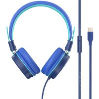 China JTY-G2 Foldable Wired Over Ear Headphones with Inline Mic, Adjustable Lightweight Corded Headset, 3.5mm / Type-C Plug Optional, Soft Cushion Headphones for Music, Study & Video Calls for sale
