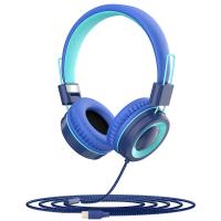 China JTY-G2 Foldable Wired Over Ear Headphones with Inline Mic, Adjustable Lightweight Corded Headset, 3.5mm / Type-C Plug Optional, Soft Cushion Headphones for Music, Study & Video Calls for sale
