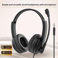 China JTY-700 3.5mm Stereo Wired Headset with Microphone, Over-ear Dual Ear Headphone, Lightweight Office Call Center Headset for Laptop PC Phone Online Meeting for sale