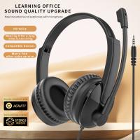 China JTY-700 3.5mm Stereo Wired Headset with Microphone, Over-ear Dual Ear Headphone, Lightweight Office Call Center Headset for Laptop PC Phone Online Meeting for sale