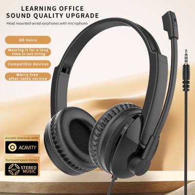 China JTY-700 3.5mm Stereo Wired Headset with Microphone, Over-ear Dual Ear Headphone, Lightweight Office Call Center Headset for Laptop PC Phone Online Meeting for sale