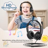 China JTY-700 3.5mm Stereo Wired Headset with Microphone, Over-ear Dual Ear Headphone, Lightweight Office Call Center Headset for Laptop PC Phone Online Meeting for sale