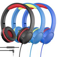 China JTY-510 Wired Over-Ear Headphones with Microphone, Foldable Kids Headset with Inline Control, Stereo Lightweight Headphones for School Online Learning for sale